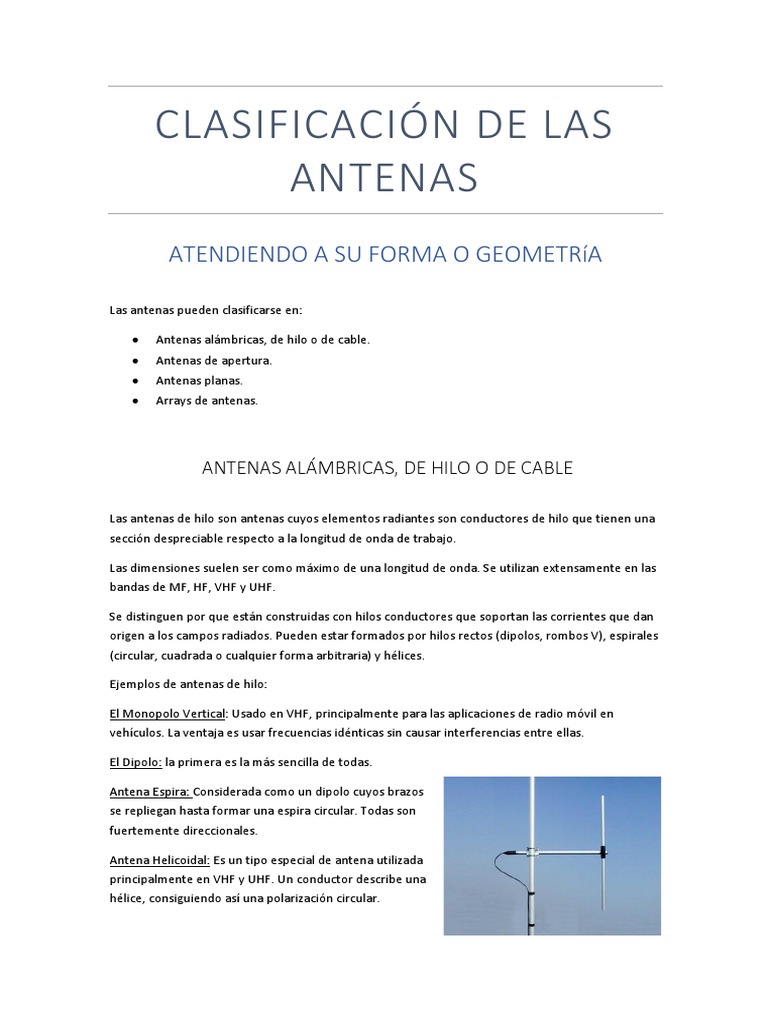 Tipos de Antenas | PDF | Antena (Radio) | Radiación