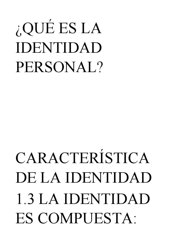 Qué Es La Identidad Personal | PDF