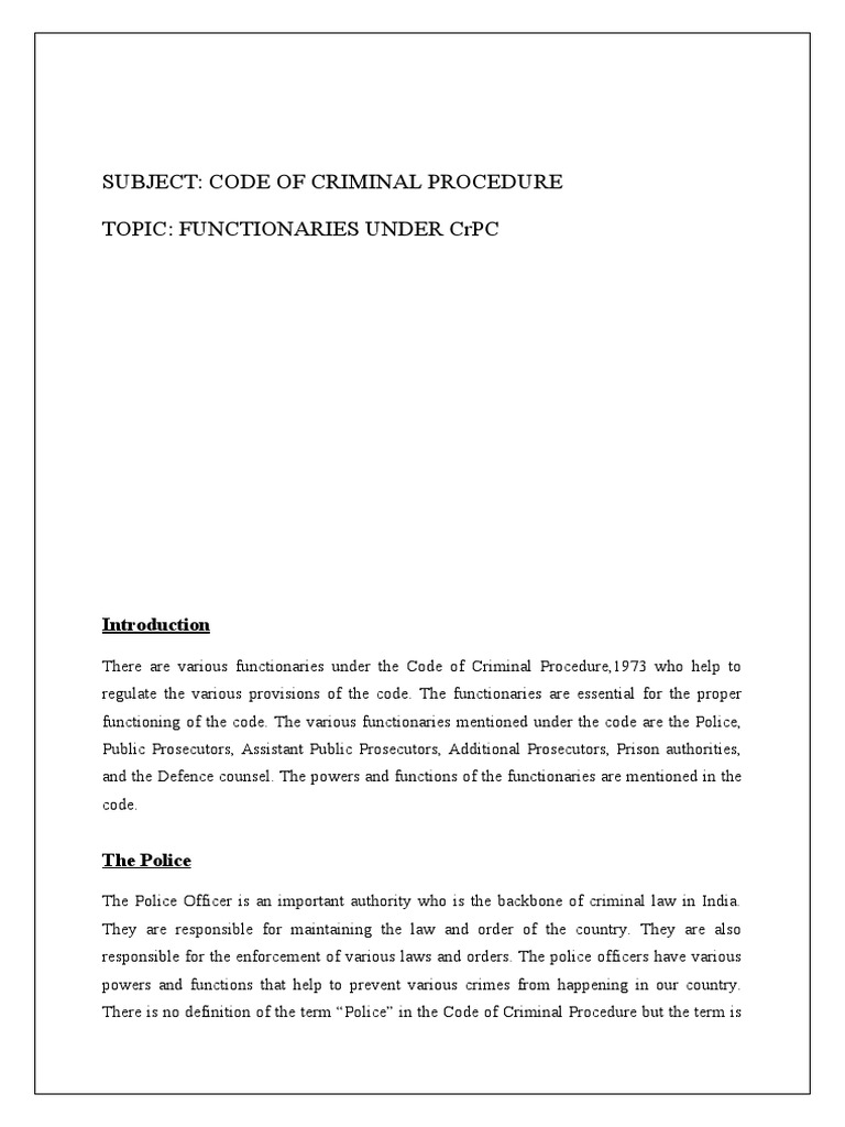 Functionaries Under CRPC | PDF | Prosecutor | Magistrate