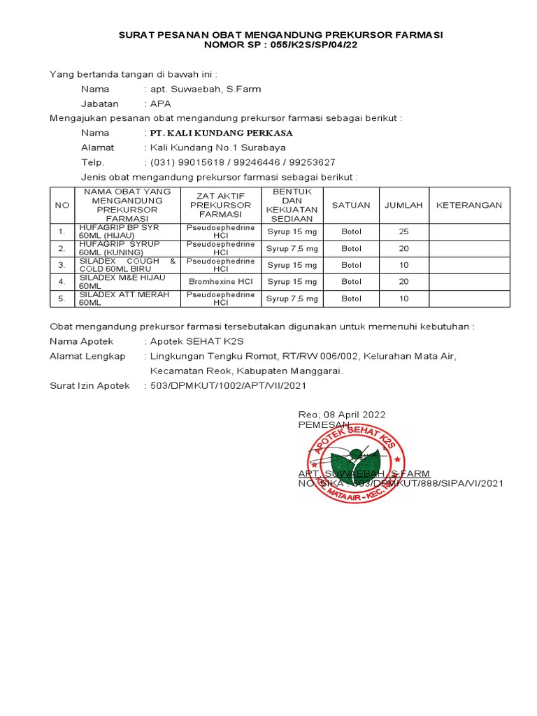 55 SP Prekursor - Kali Kundang Perkasa - 06042022 | PDF