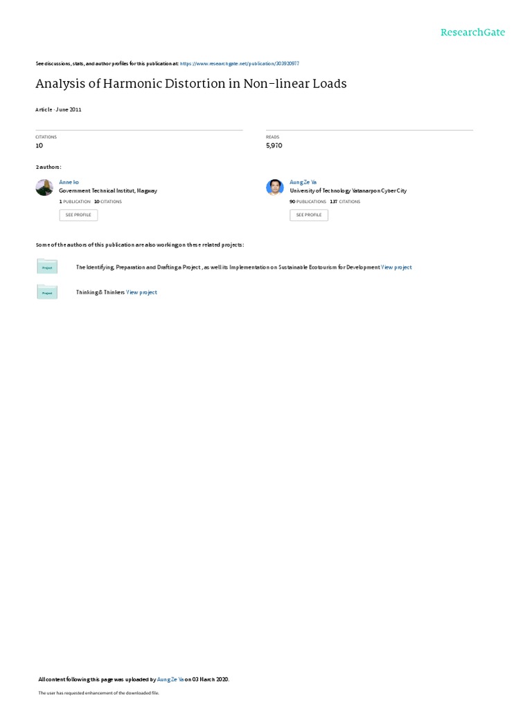 Harmonic Distortion in Non-linear Loads | PDF | Rectifier | Distortion