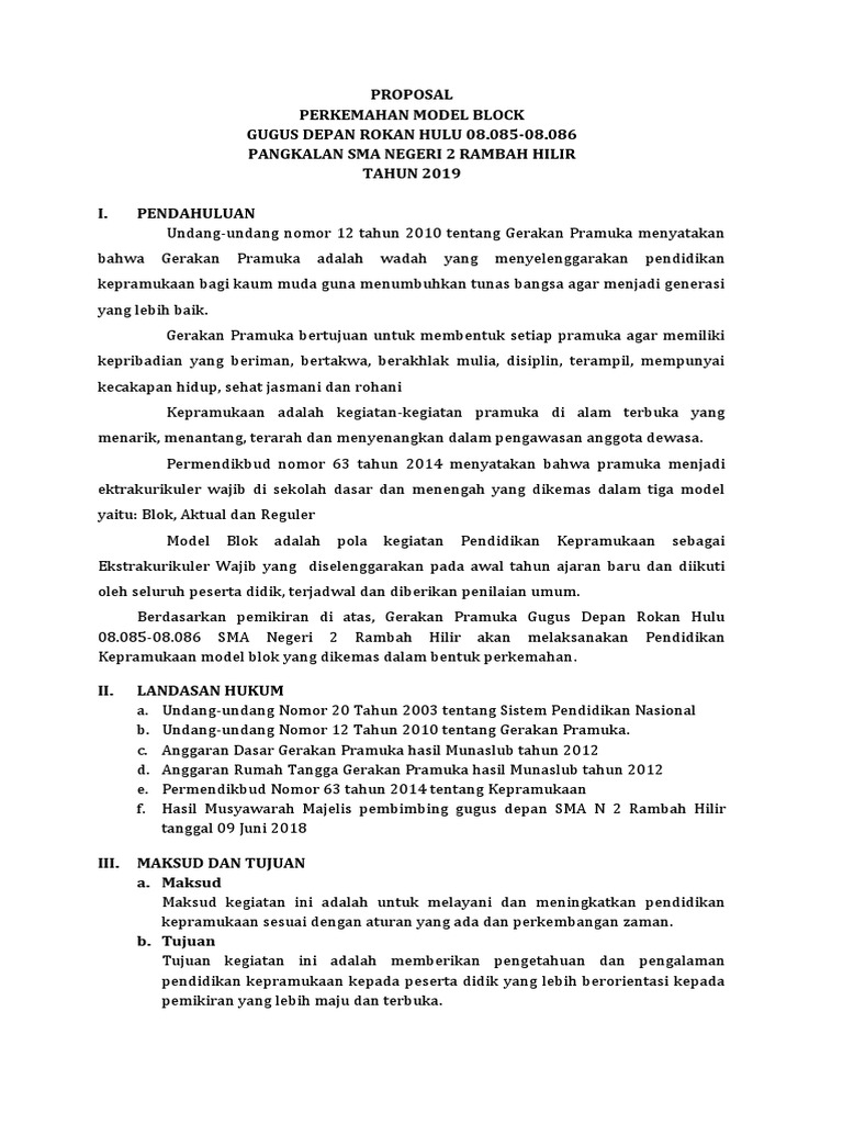Proposal Kemah Block | PDF | Perjalanan