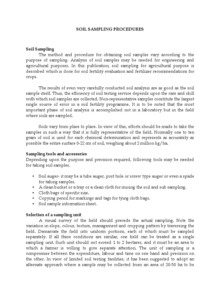 Soil sampling procedure | PDF | Soil | Sampling (Statistics)