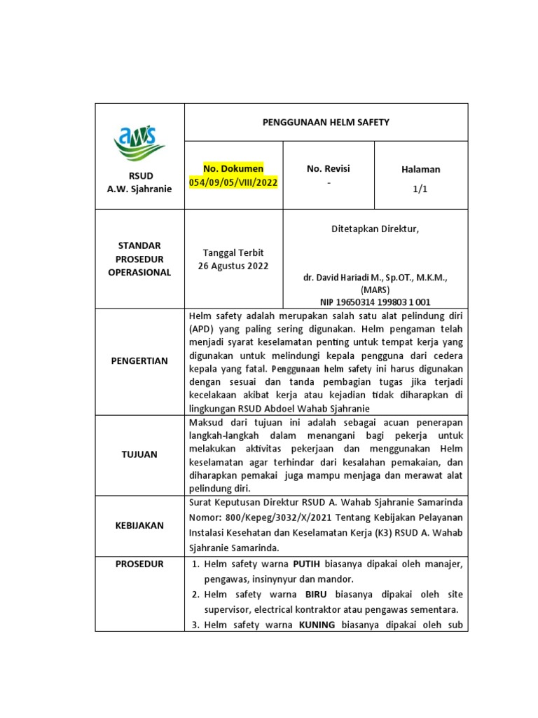 Penggunaan Helm Instrument Code Red | PDF