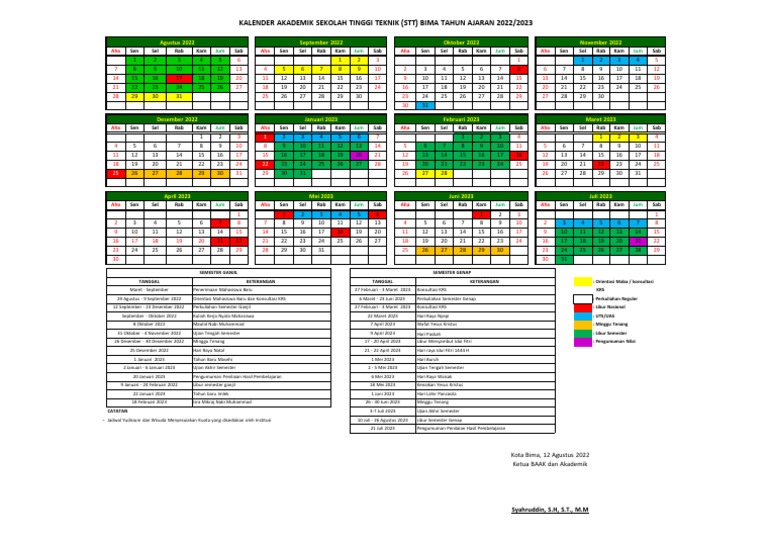 Kalender Akademik STT Bima 2022/2023 | PDF