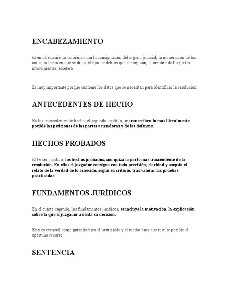 Partes De La Sentencia Pdf Sentencia Ley Judicaturas
