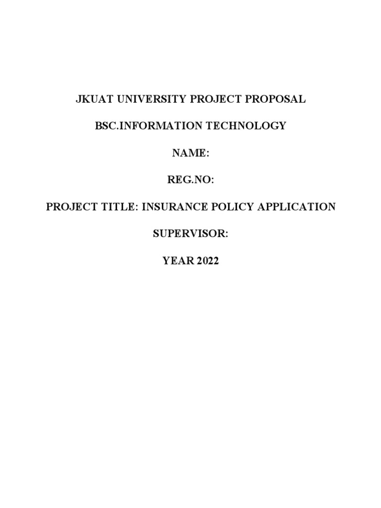 Jkuat University Project Proposal | PDF | Insurance | Software ...