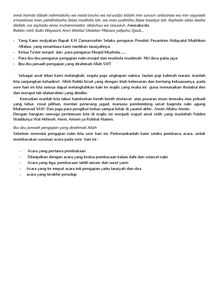 MC Pengajian Cek | PDF | Agama & Spiritualitas