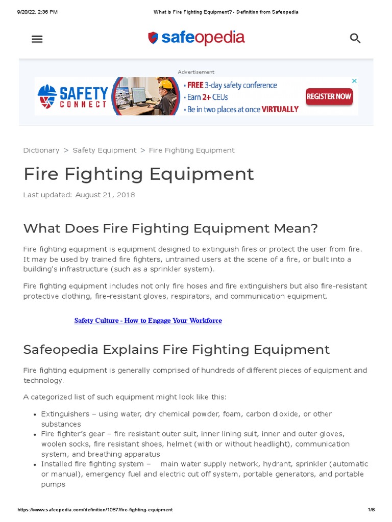What Is Fire Fighting Equipment - Definition From Safeopedia | PDF ...