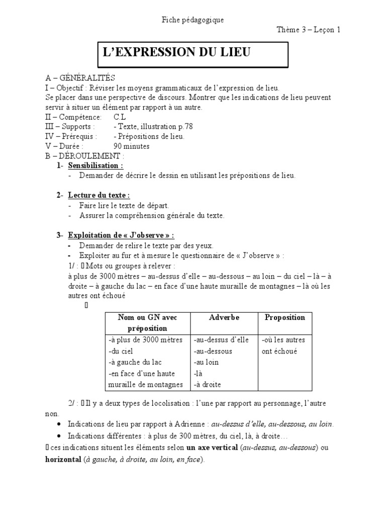 p.78 L'EXPRESSION DU LIEU | PDF | Adposition | Linguistique