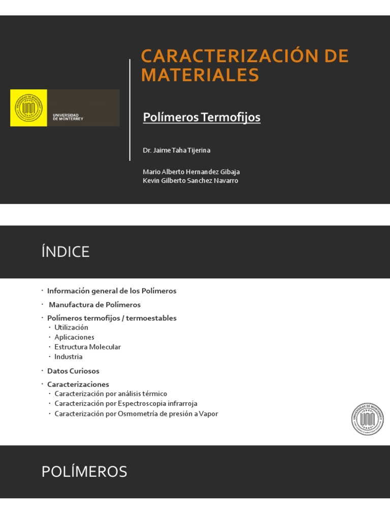 Presentacion FINAL Polimeros Termofijos | PDF | Polímeros | Poliuretano