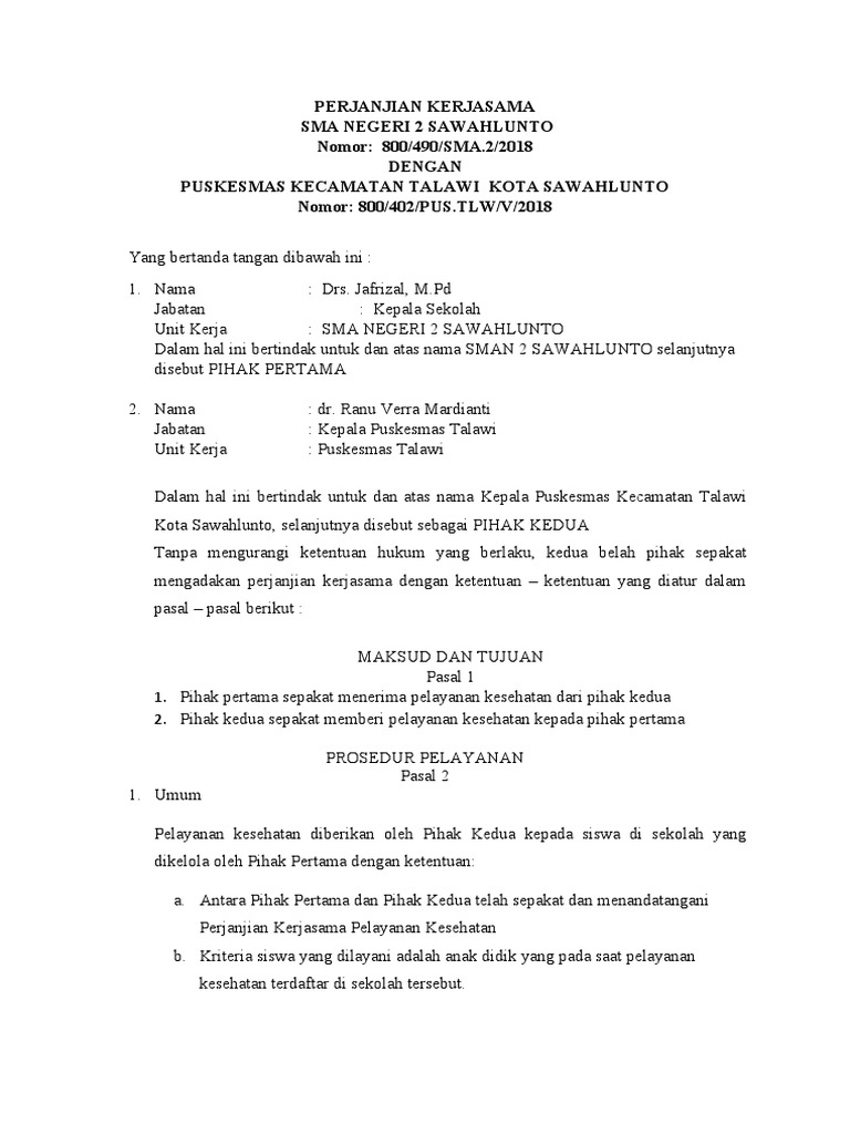 Mou Dengan Puskesmas Pdf