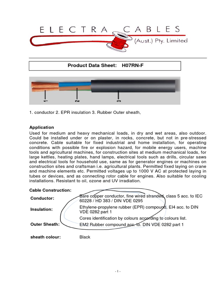 TDS H07RNF Electra Cables - Current Rating | PDF | Alternating Current ...