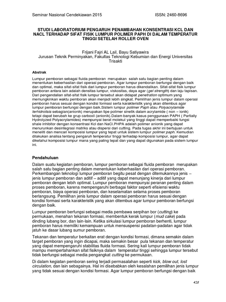Pengaruh KCl pada Sifat Lumpur Pemboran | PDF