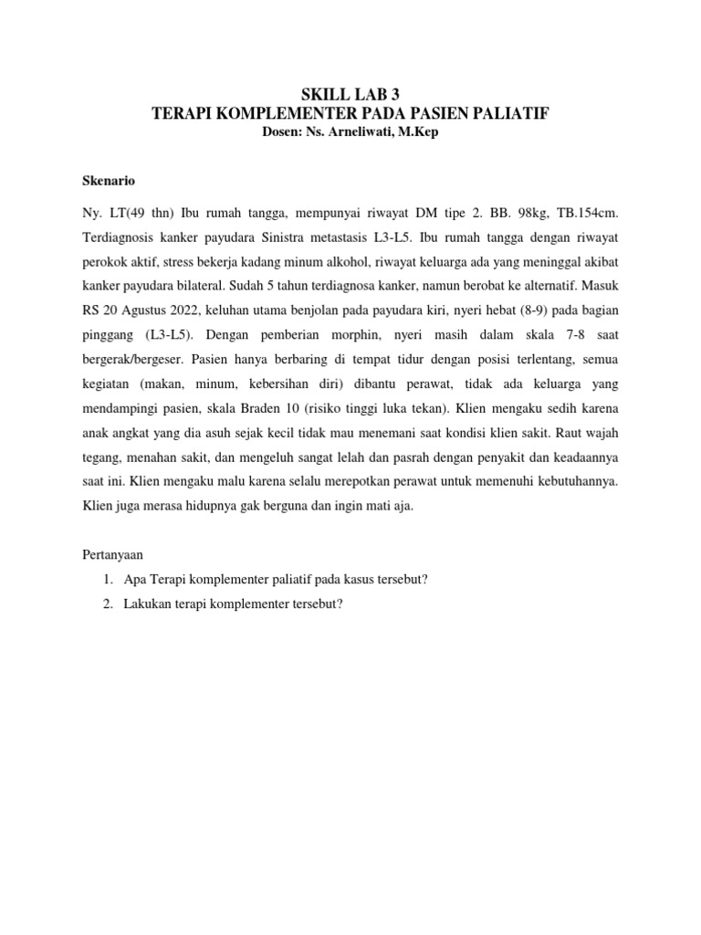 SKILL LAB 4.TERAPI KOMPLEMENTER PERAWATAN PALIATIF Arneliwati | PDF