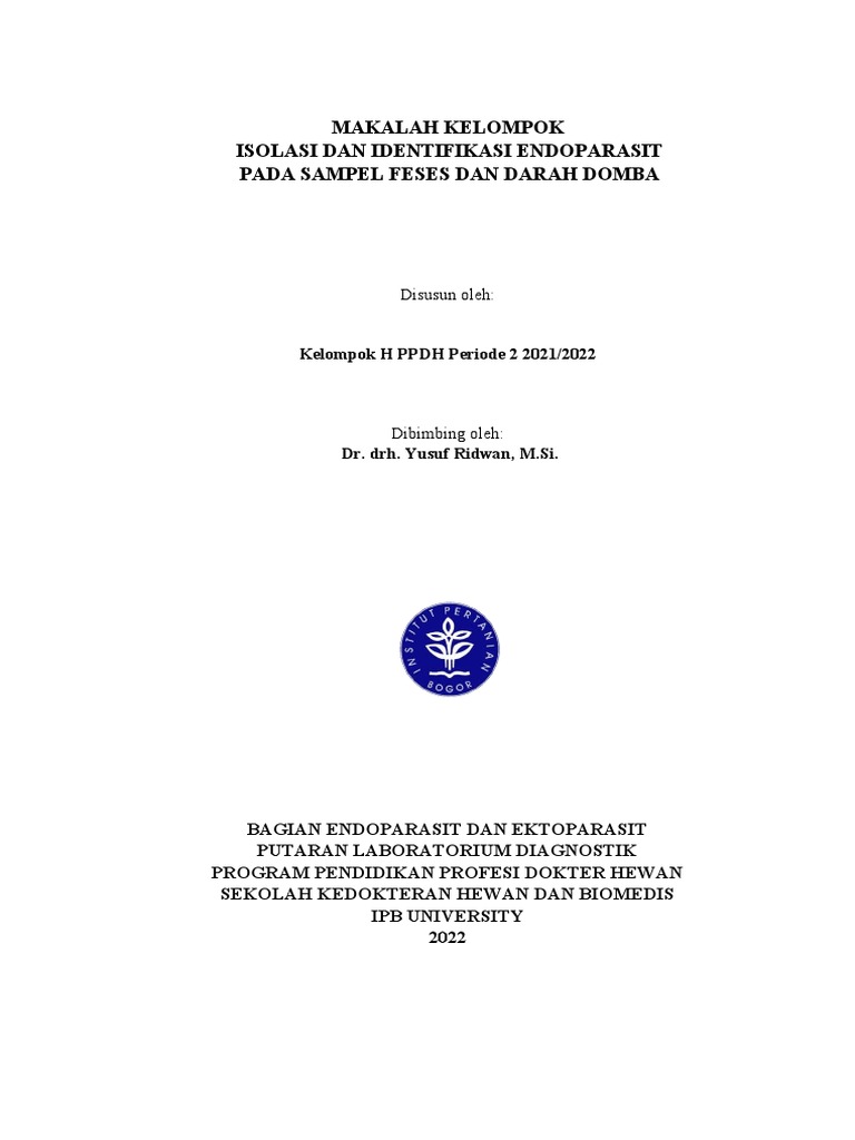 DETEKSI ENDOPARASIT PADA SAMPEL FESES DAN DARAH DOMBA | PDF