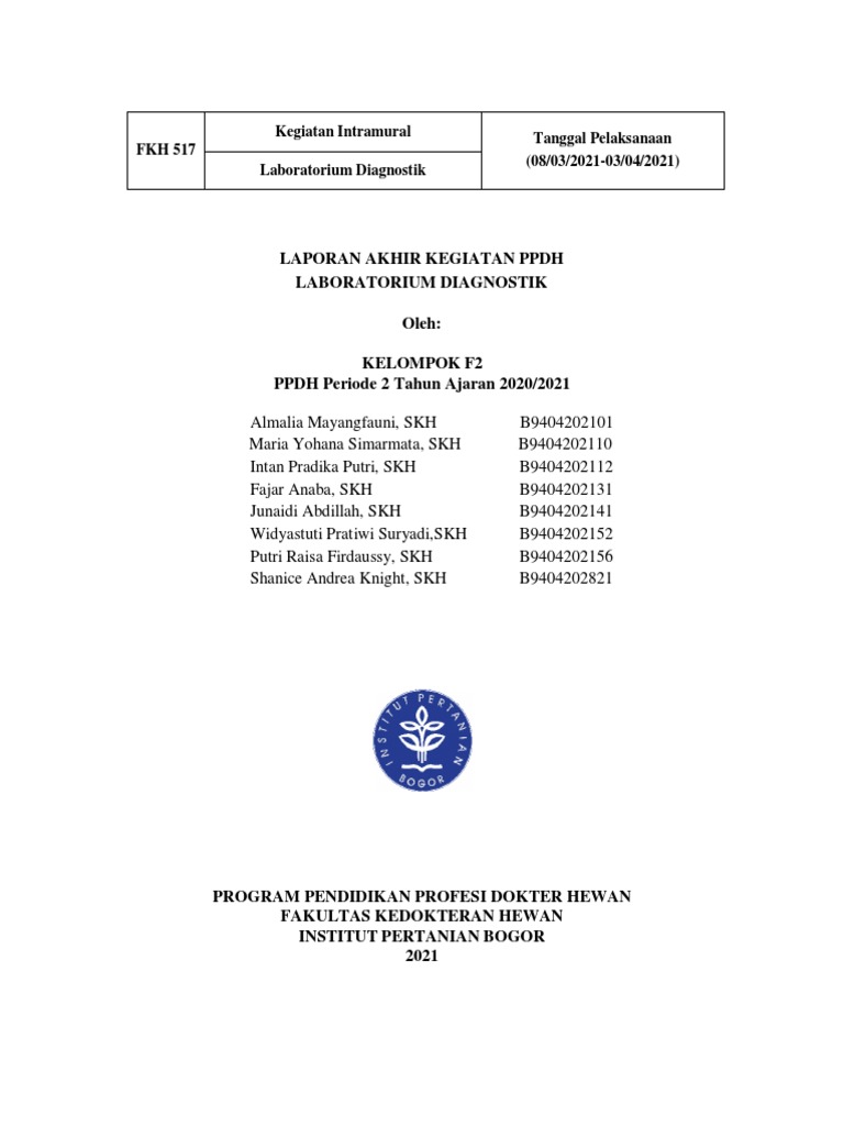 Laporan Akhir PPDH F2 Laboratorium Diagnostik-Signed | PDF