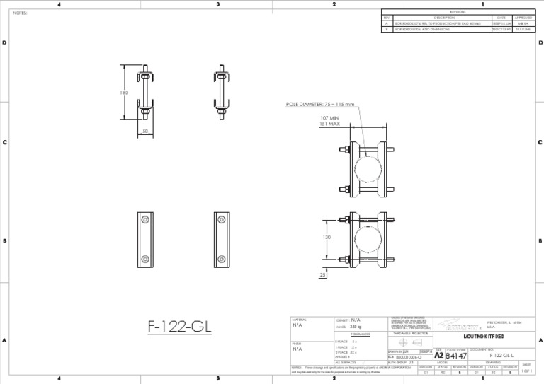 Technical Drawing Specifications F-122-GL | PDF