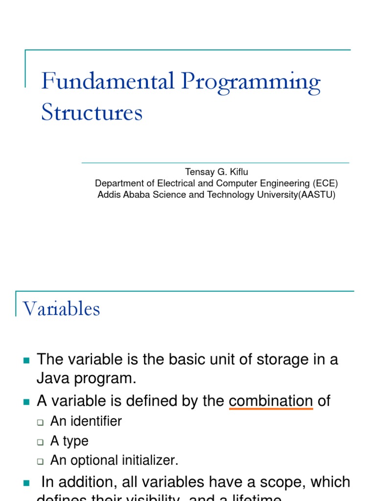 Ch02 Lecture03 ECEg3142 OOP 20181122-Introduction To Java Elements | PDF | Variable (Computer ...