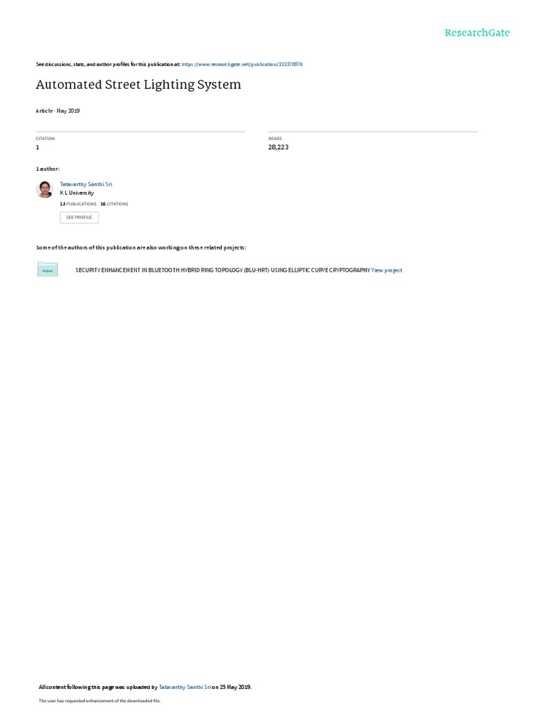 Automated Street Lighting System: Article | PDF | Infrared | Light Emitting Diode