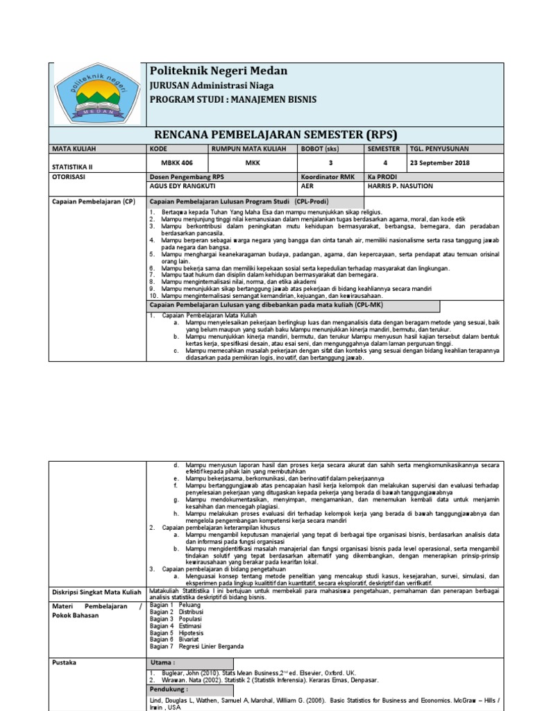 RPS Statistik Ii MB Ok | PDF