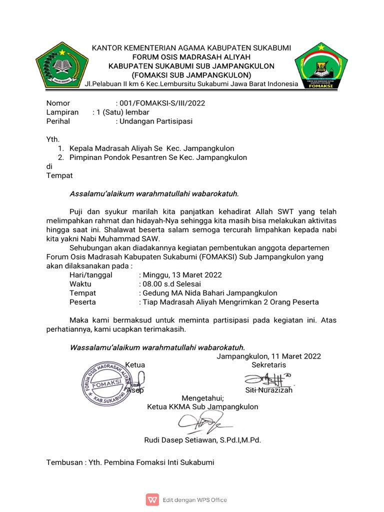 Surat Undangan Partisipasi | PDF