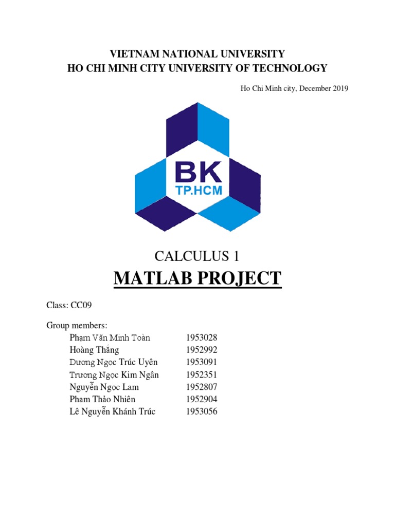 Vietnam National University's Calculus 1 MATLAB Project | PDF | Mathematical Analysis | Mathematics