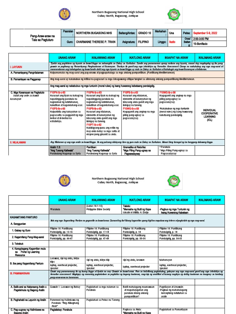 3 DLL in Filipino 10. Aralin 1.3 | PDF