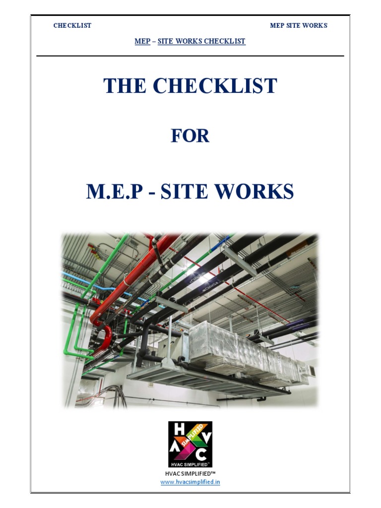 Checklist For MEP Site Works | PDF | Duct (Flow) | Pipe (Fluid Conveyance)