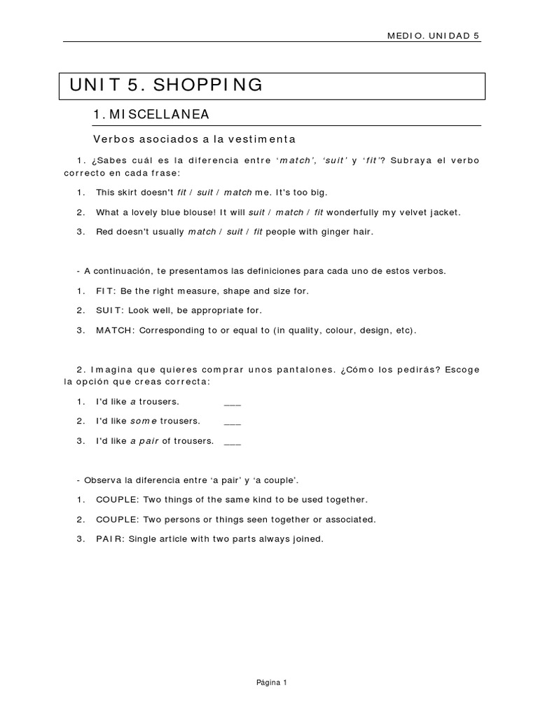 Unit 5B | PDF | Softlines (Retail) | Fashion