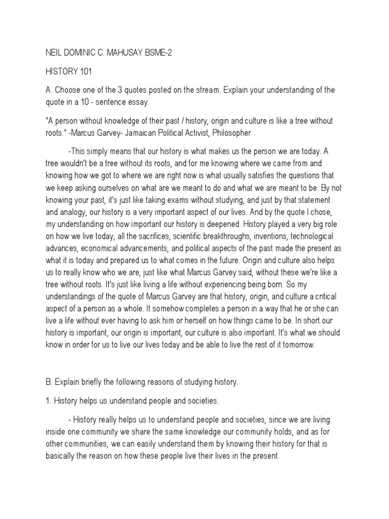 History 101 Assignment | PDF | Identity (Social Science) | Reason