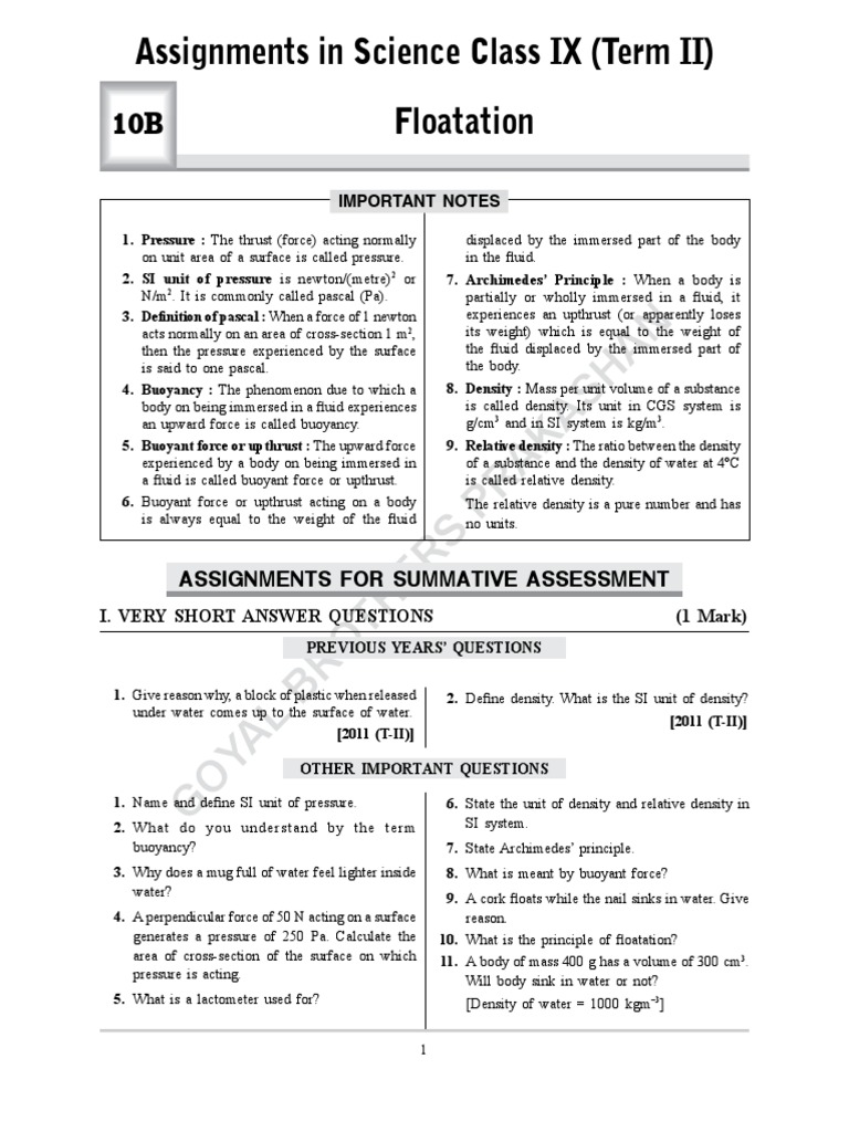 Floatation | PDF | Buoyancy | Density