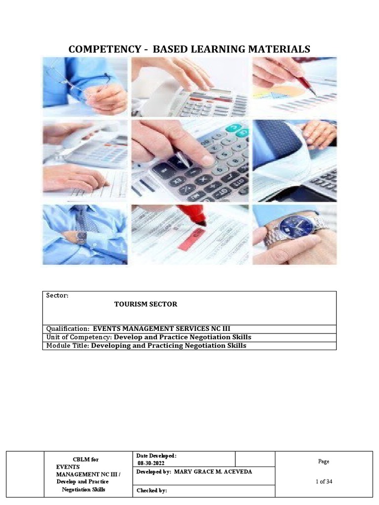 Develop and Practice Negotiation Skills CBLM | PDF | Negotiation | Empathy