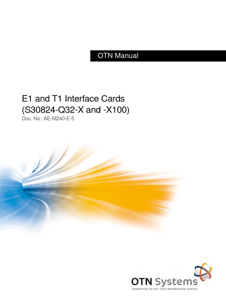 E1 and T1 Interface Cards (S30824-Q32-X and - X100) : OTN Manual | PDF | Bit Rate ...