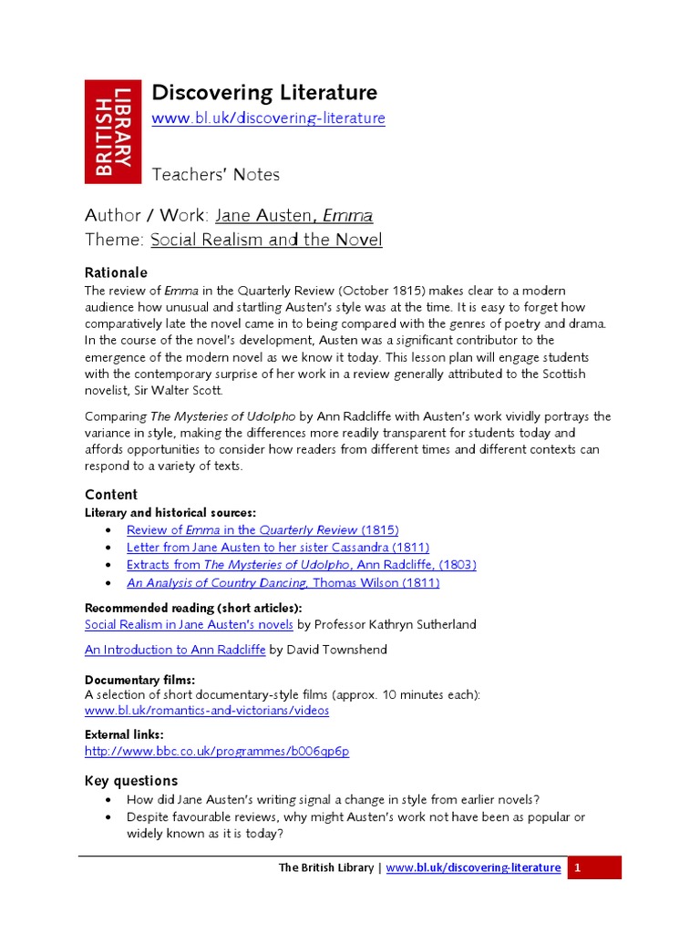 Austen Emma Teaching Resource | PDF | Emma (Novel) | Jane Austen