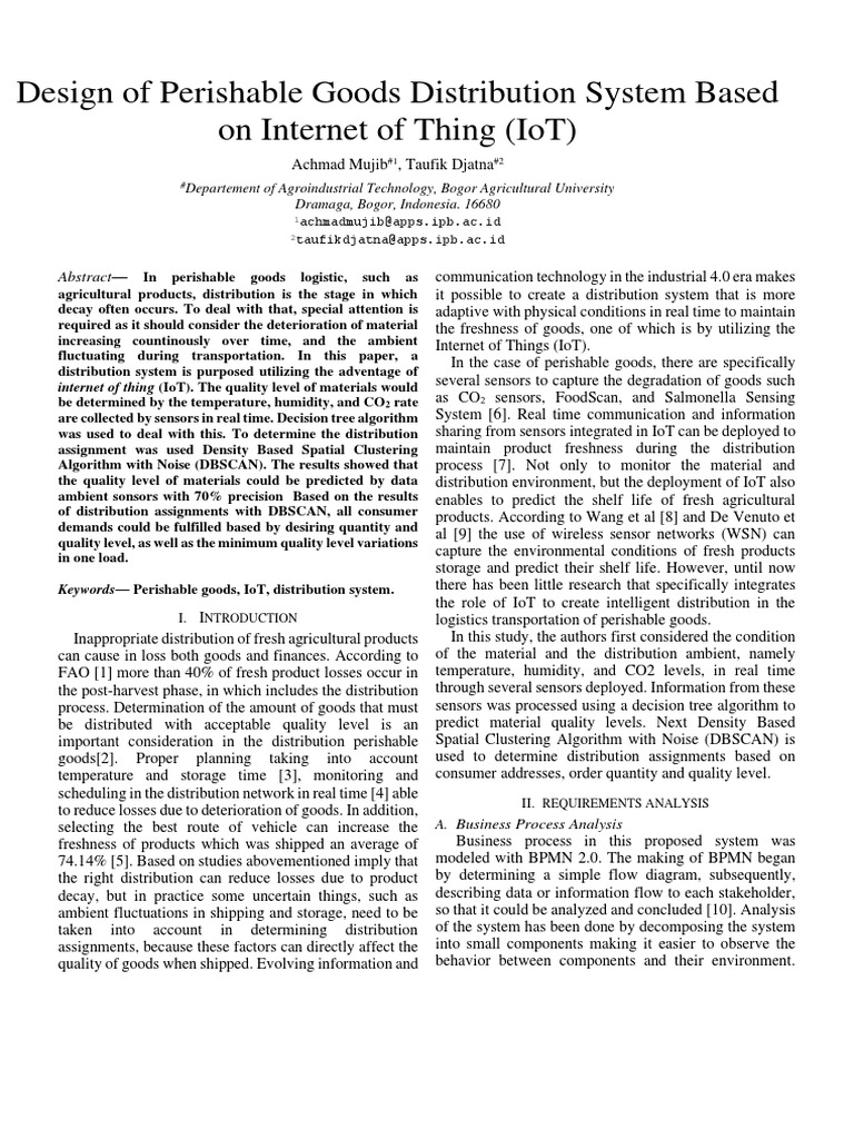 Design of Perishable Goods Distribution System Based On Internet of ...