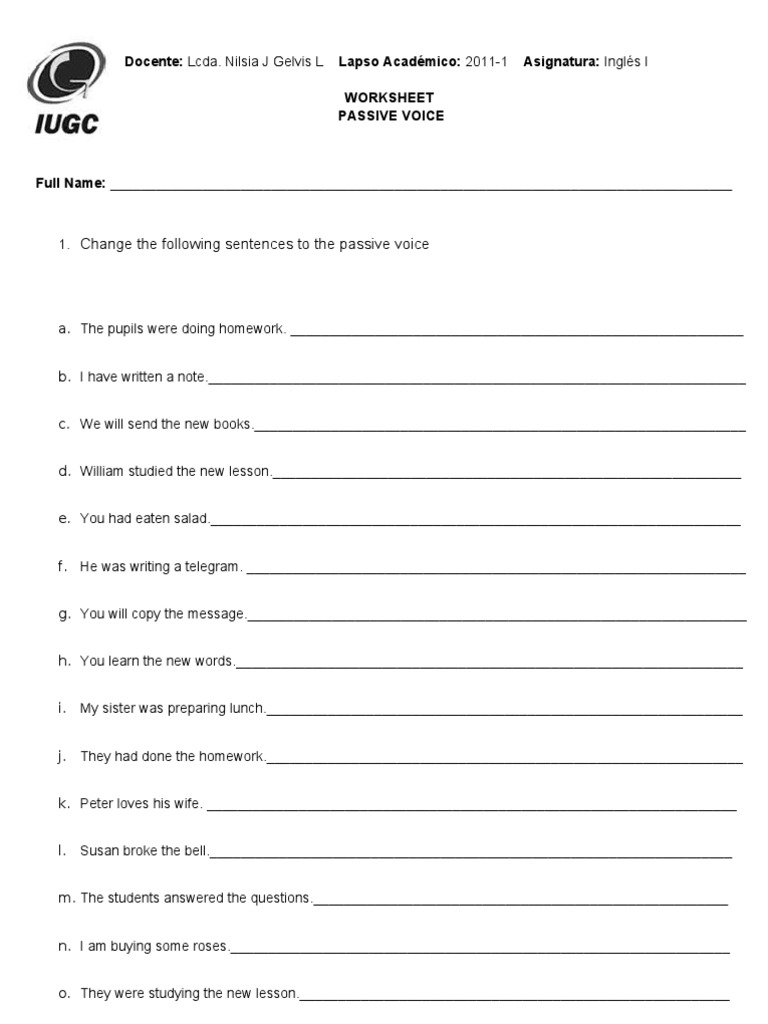 UNIDAD III Voz Pasiva Ejercicios | PDF