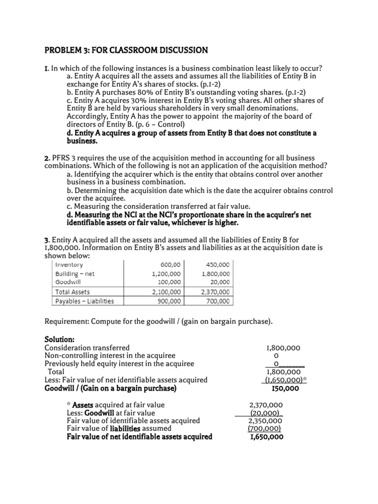 Calculating Goodwill in Business Combinations | PDF | Goodwill ...