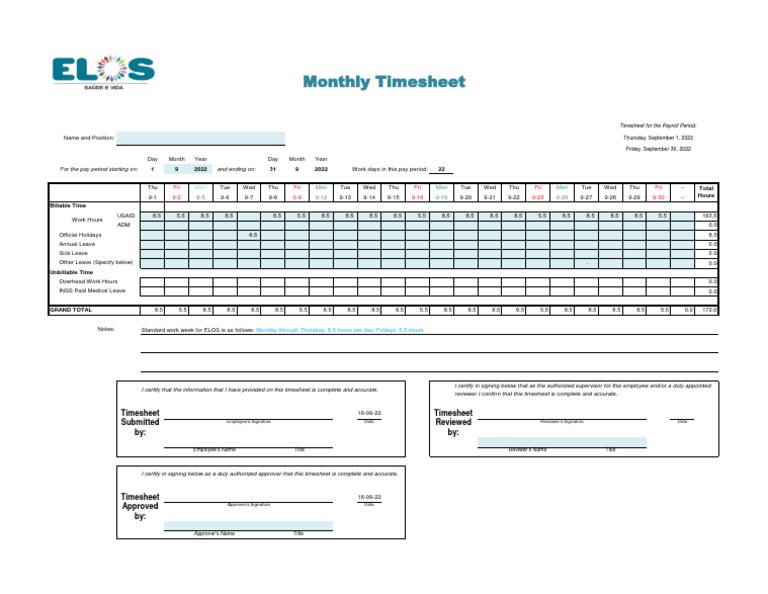 September 2022 Staff Timesheet | PDF | Sick Leave | Employment