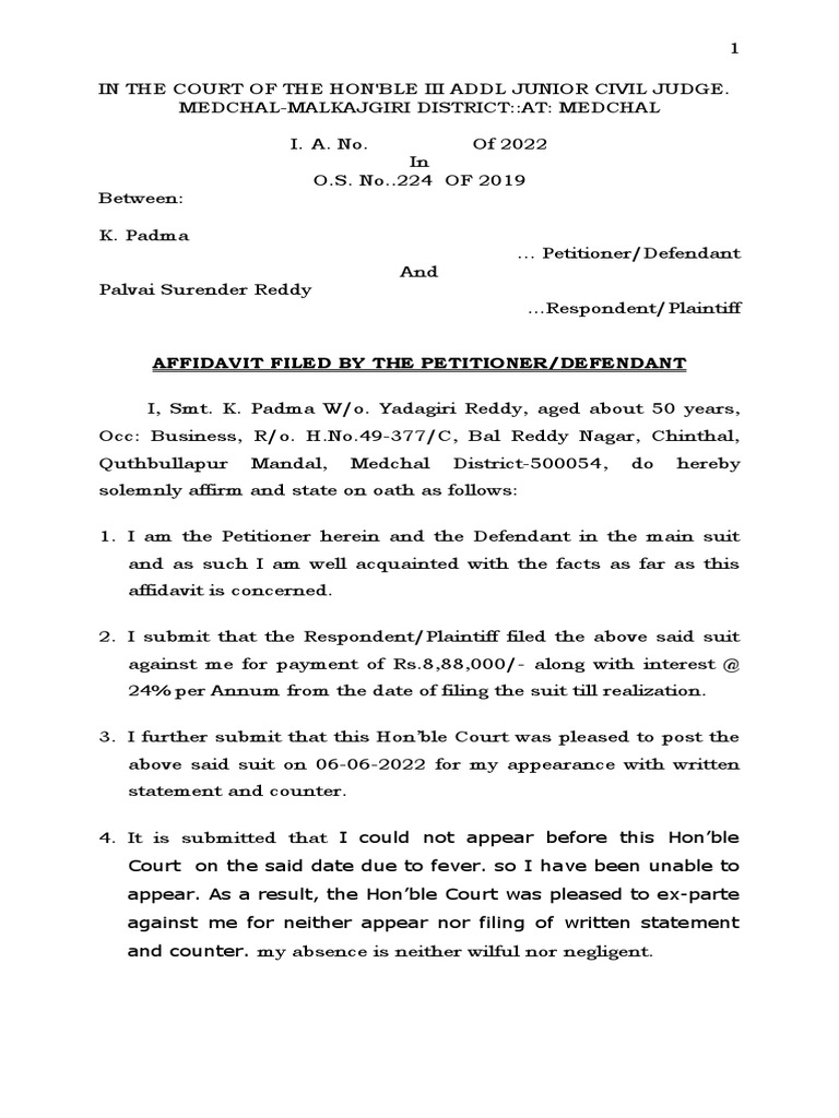 Application to Set Aside Ex-Parte Order | PDF | Lawsuit | Ex Parte