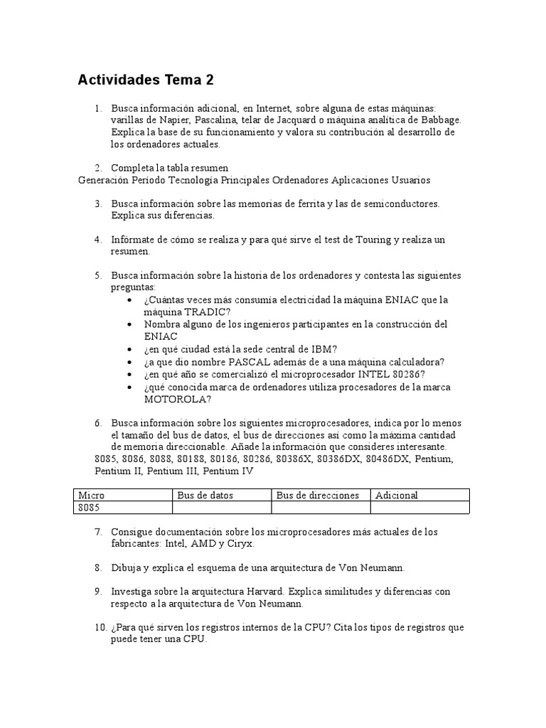 Actividades Tema 2 | PDF