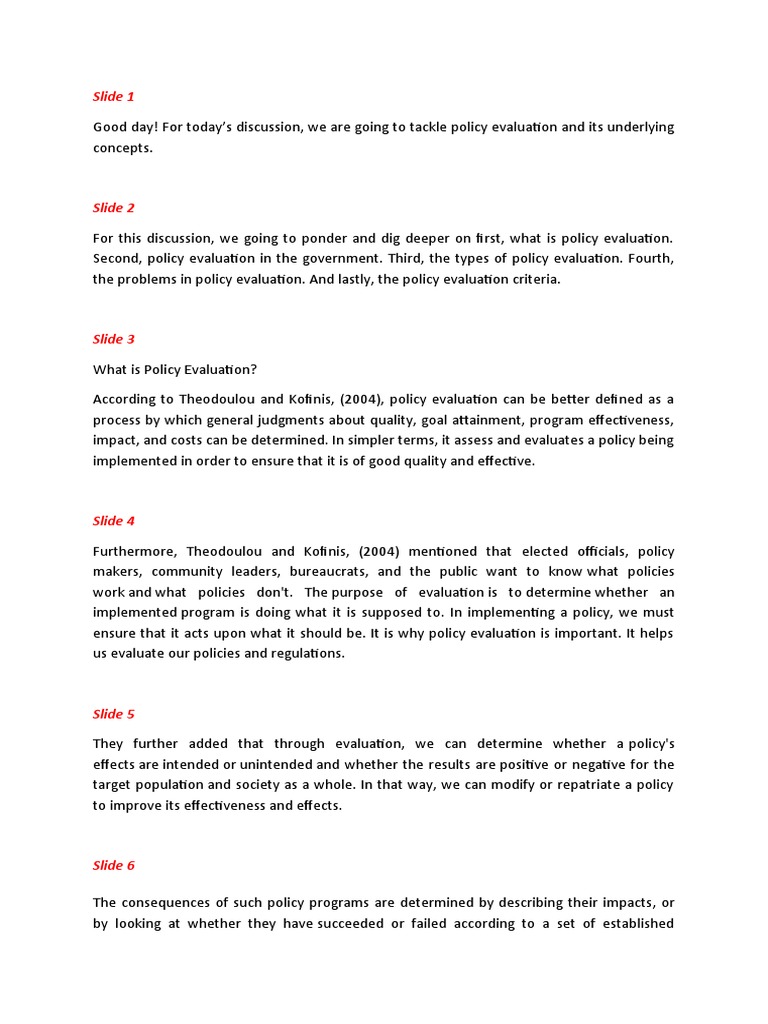 Policy Evaluation | PDF | Evaluation | Policy
