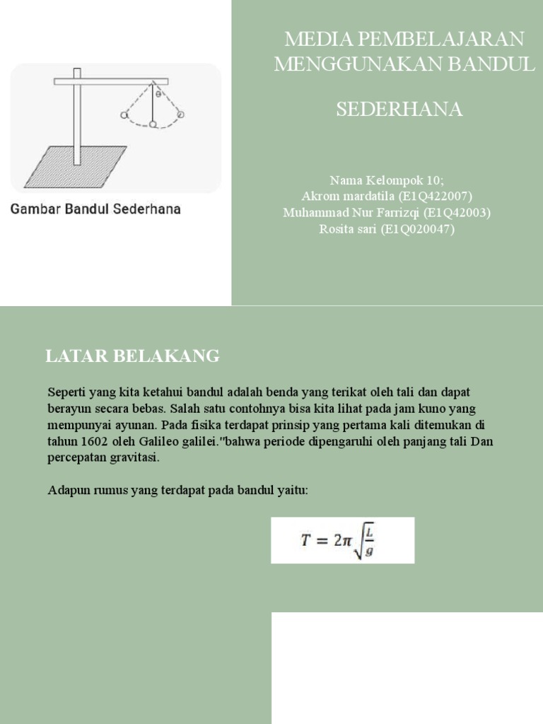 Pembelajaran Menggunakan Bandul Sederhana | PDF