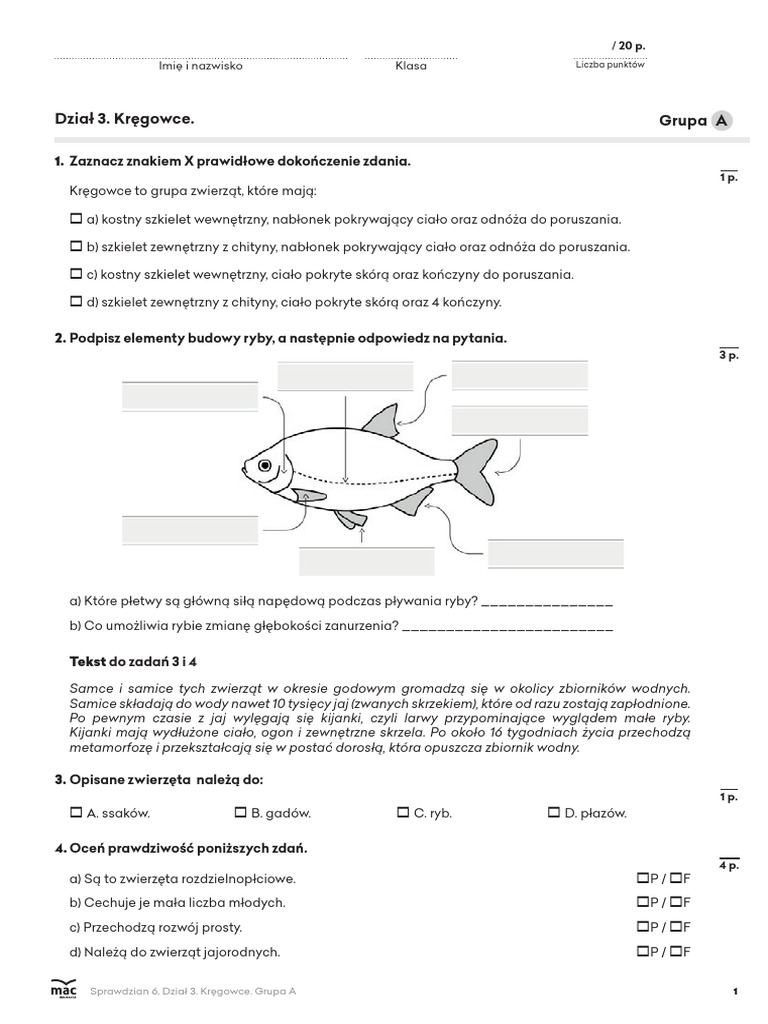 m32121 SPR 06 Dzial 3 KL 6 Biologia 27 II 2020 | PDF