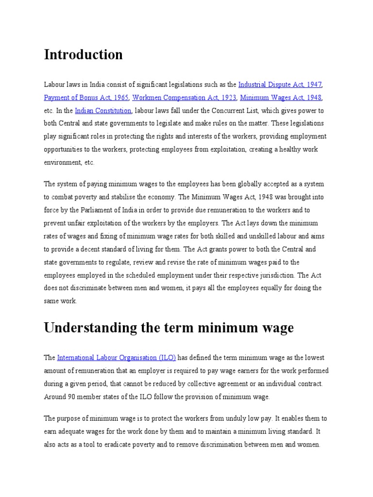 Minimum Wages Act, 1948 | PDF | Cost Of Living | Employment