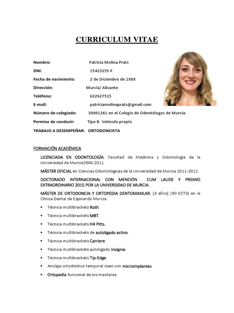Curriculum Vitae Ortodoncia (1) | PDF | Odontología | Ortodoncia