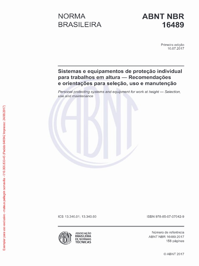NBR 16489 - Recomendações para Seleção, Uso e Manutenção | PDF