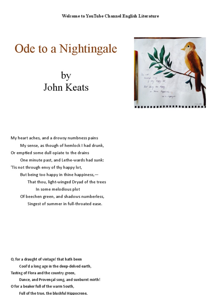 Ode To A Nightingale by John Keats | PDF | Poetry