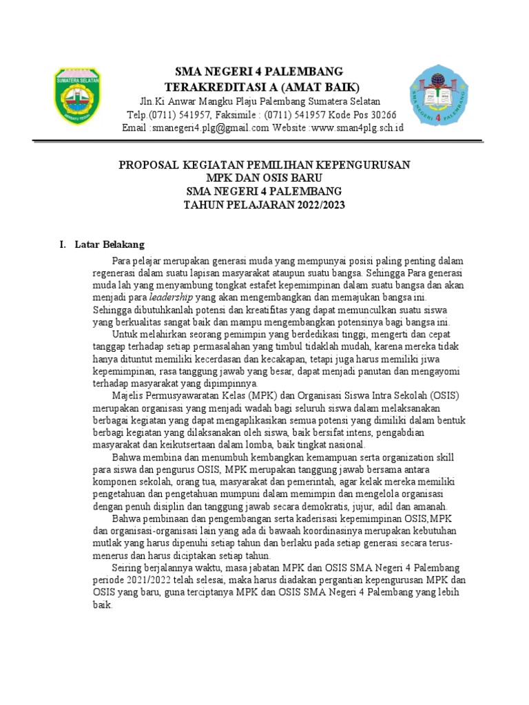 Proposal Pemilihan OSIS MPK | PDF
