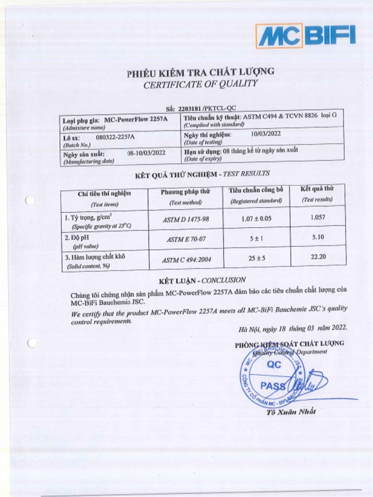 NMHP - CHỨNG CHỈ PHỤ GIA (1) - cc1 | PDF
